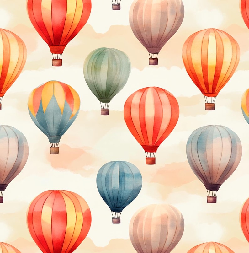 1x Hot Air Balloon Digital Paper Seamless Pattern Repeating File for ...