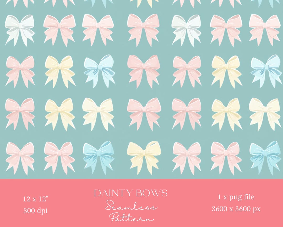 1x Dainty Bows Digital Paper Fabric Seamless Pattern Scrapbooking Paper ...