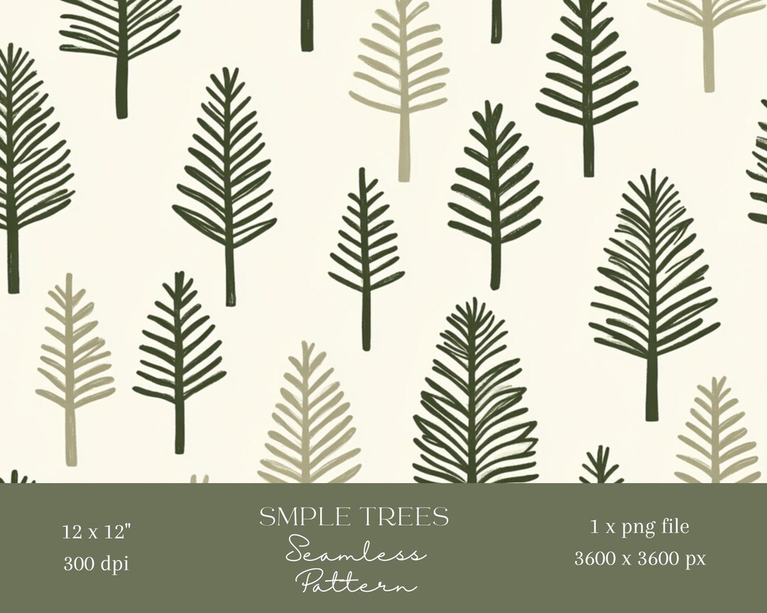 1x Simple Christmas Tree Digital Paper Fabric Seamless Pattern ...