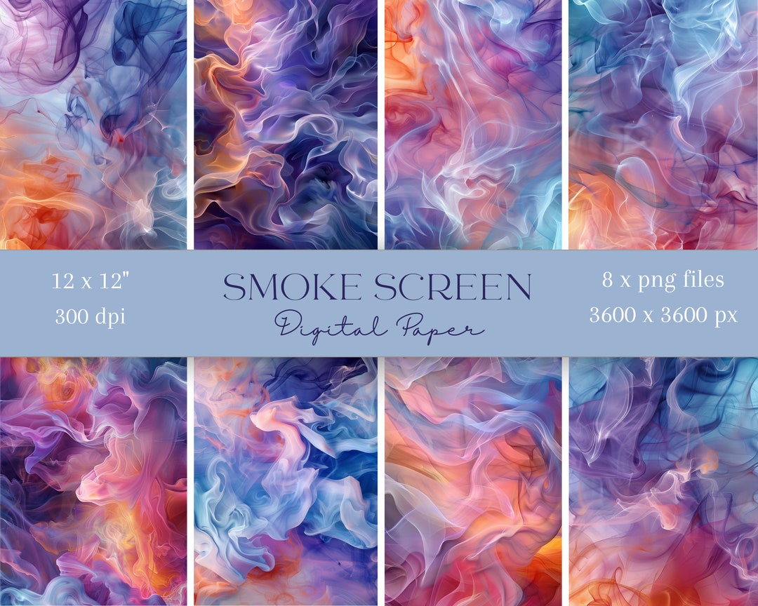 8x Smoke Screen Digital Paper, Scrapbooking Paper, Digital Background ...