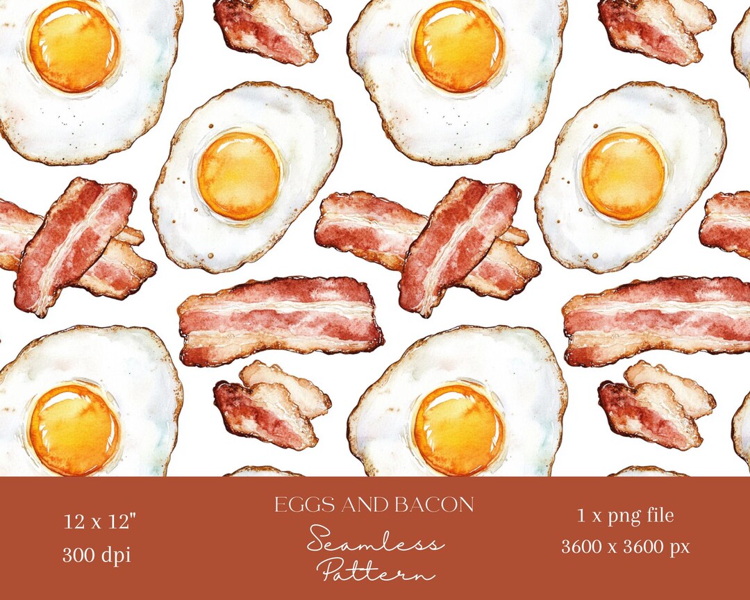 1x Sunny Side up Egg and Bacon Seamless Pattern Nautical Repeating File ...