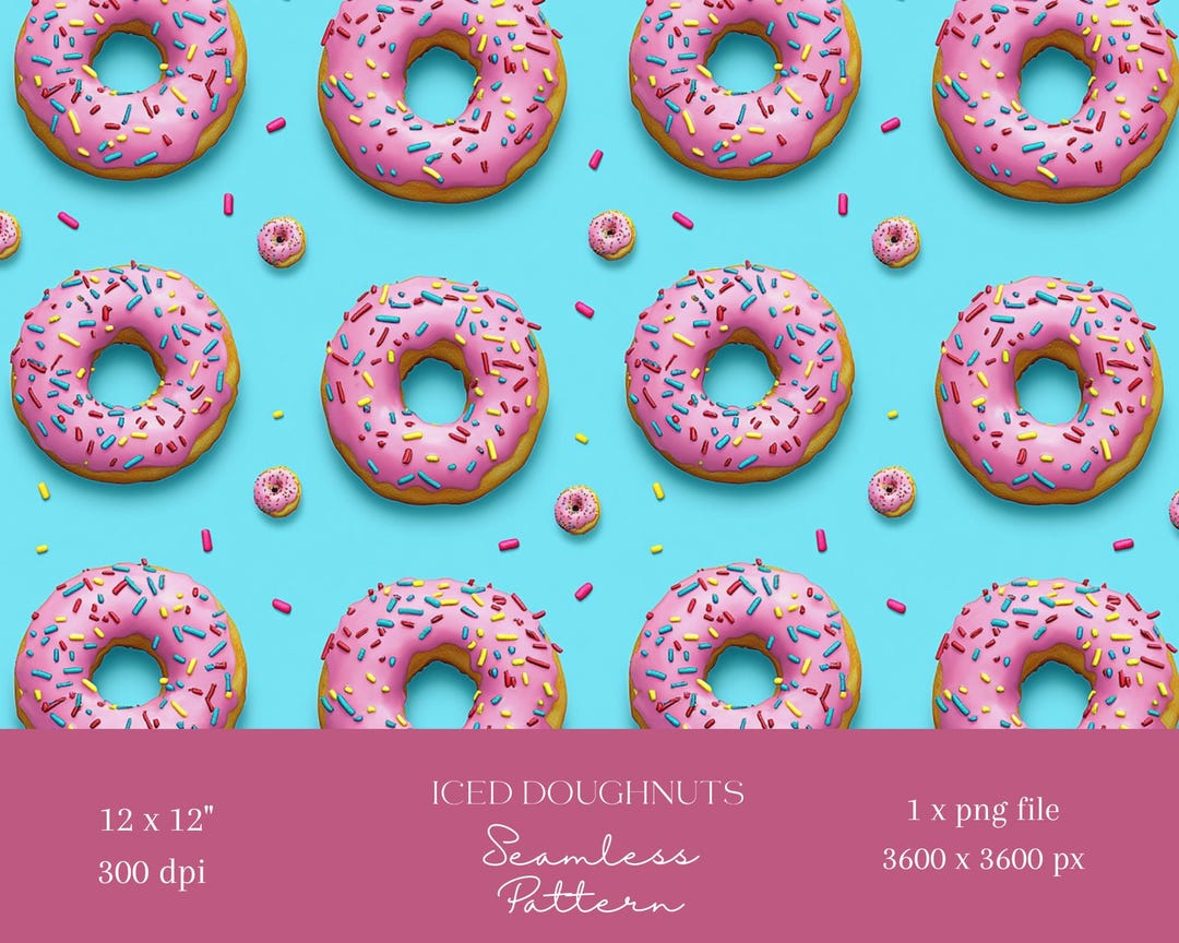 1x Iced Doughnuts With Sprinkles Seamless Digital Paper Fabric Seamless ...