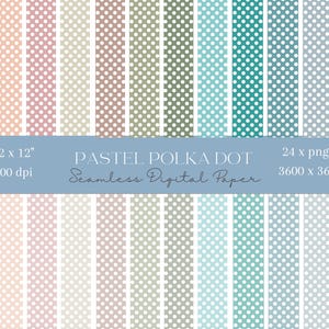 24x Pastel Polka Dots Digital Paper, Seamless Pattern, Scrapbooking ...