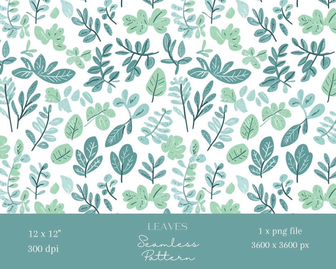 1x Green Leaves Foliage Digital Paper Seamless Pattern Repeating File ...