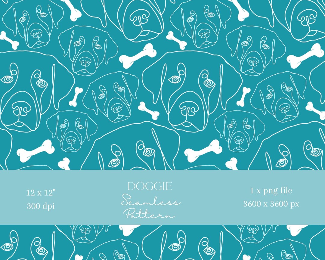 1x Dog Line Drawing Digital Paper Seamless Pattern Scrapbooking Paper ...