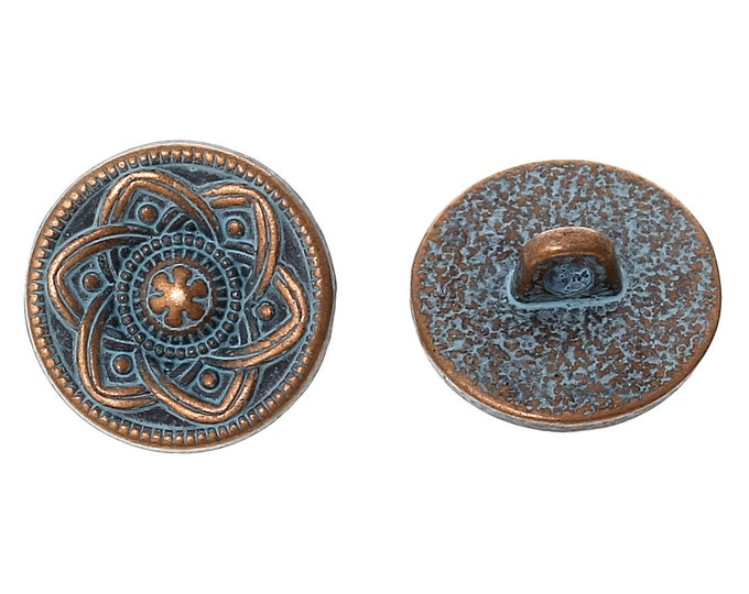 10 Pcs Spray Painted Metal Shank Buttons Copper and Green Decorative ...