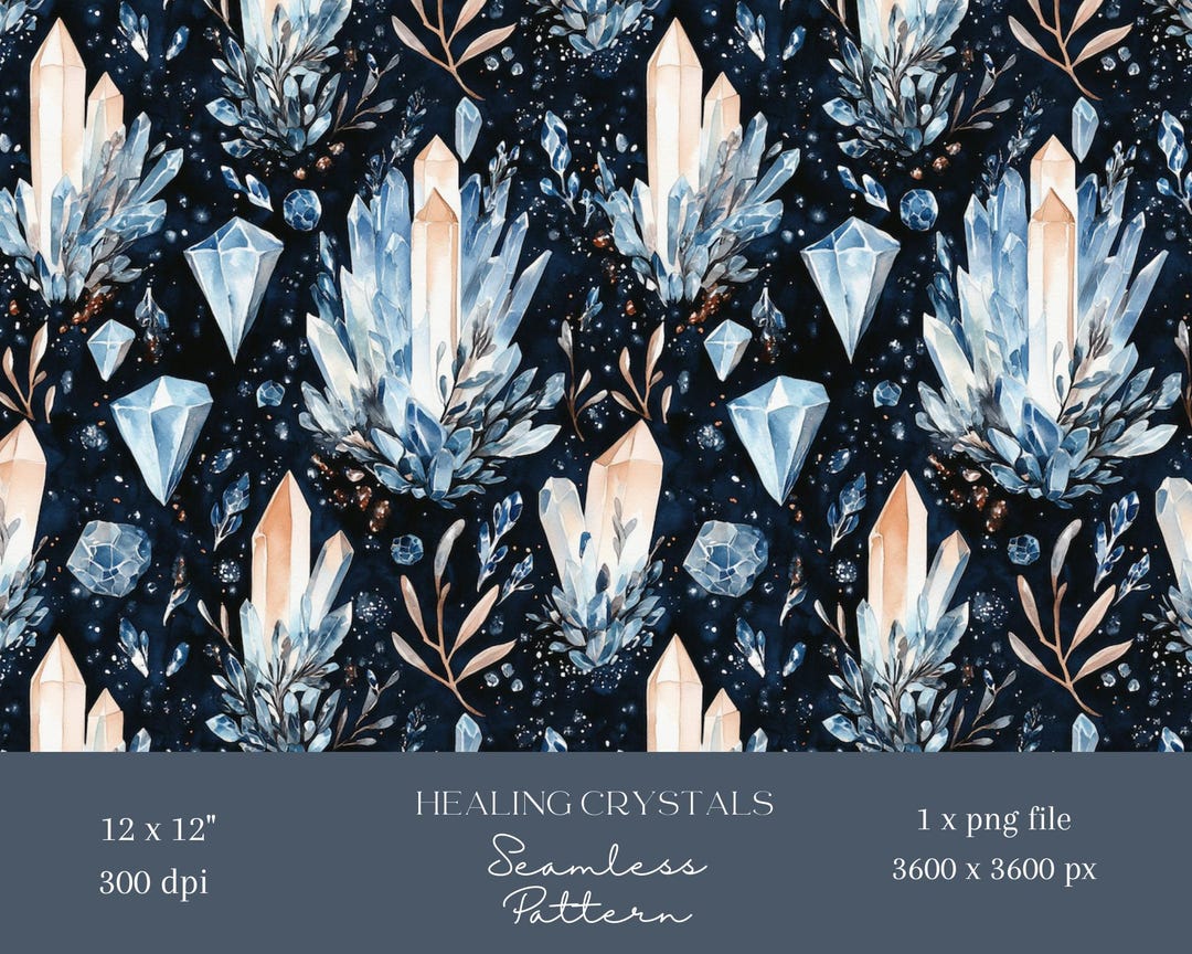 1x Healing Crystals Digital Paper Seamless Pattern Repeating File for ...