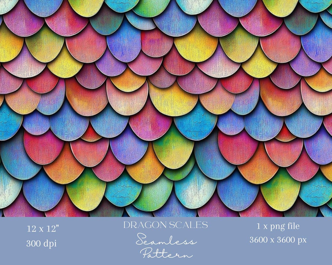 1x Rainbow Mermaid Scales Digital Seamless Pattern Colourful Fantasy ...