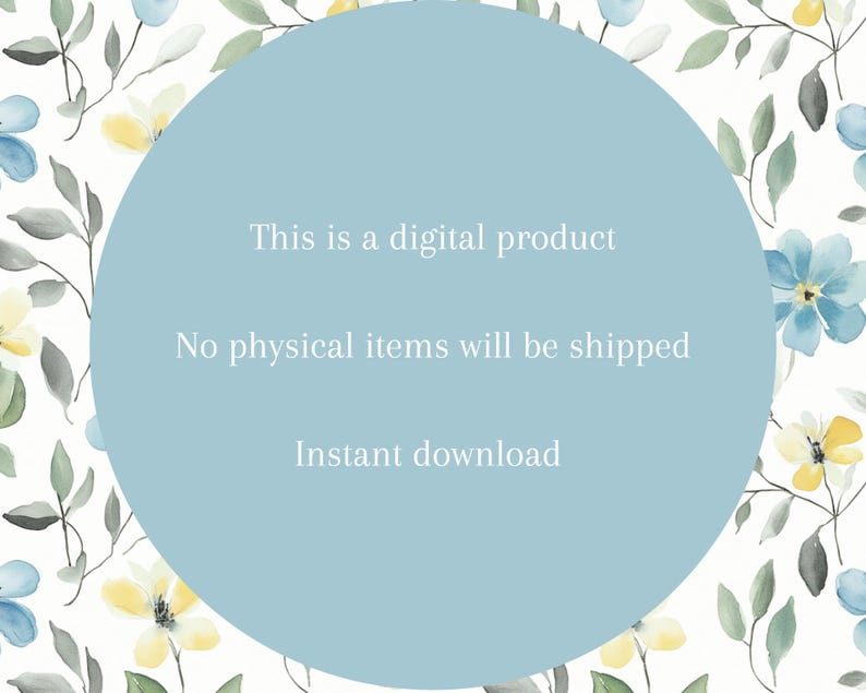 1x Blue Yellow Watercolour Flowers Digital Paper Seamless Pattern ...
