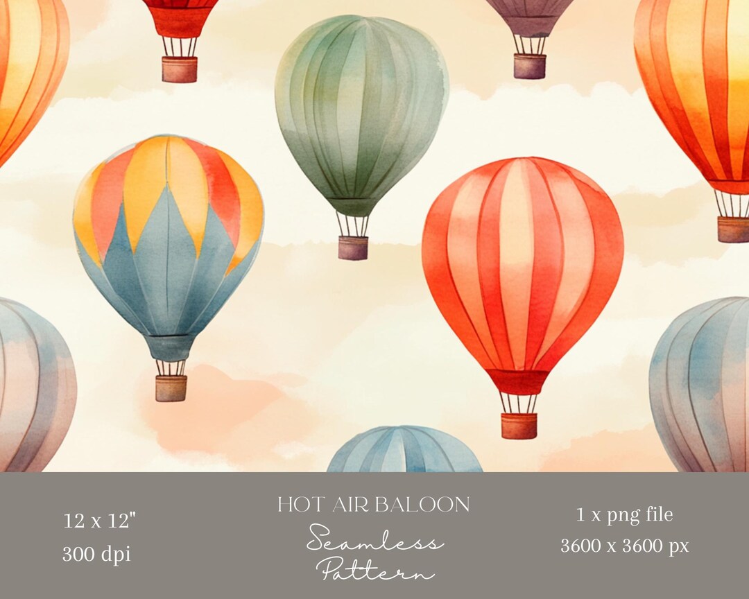 1x Hot Air Balloon Digital Paper Seamless Pattern Repeating File for ...