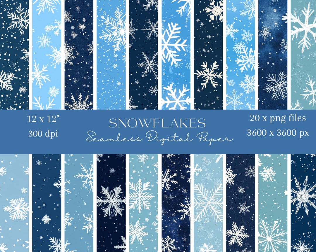 20x Winter Snowflake Digital Paper, Seamless Pattern, Scrapbooking ...