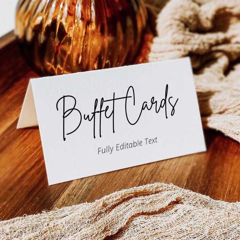 Minimalist Foldable Food Labels | Buffet Cards Printable | Editable ...