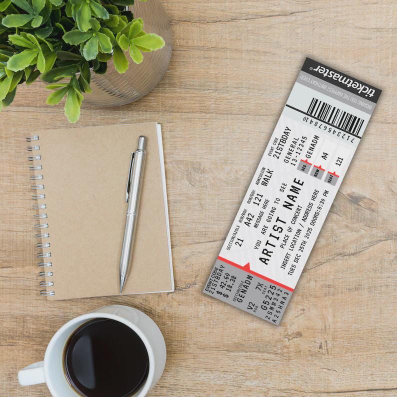 Editable Concert Ticket Template: Printable Surprise Gift (canva) - Etsy
