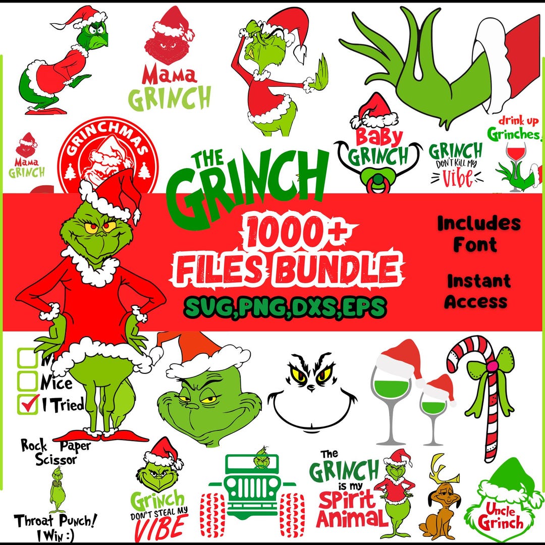 Más de 1000 archivos Grinch Svg Bundle Layered Item, The Grinch Svg ...
