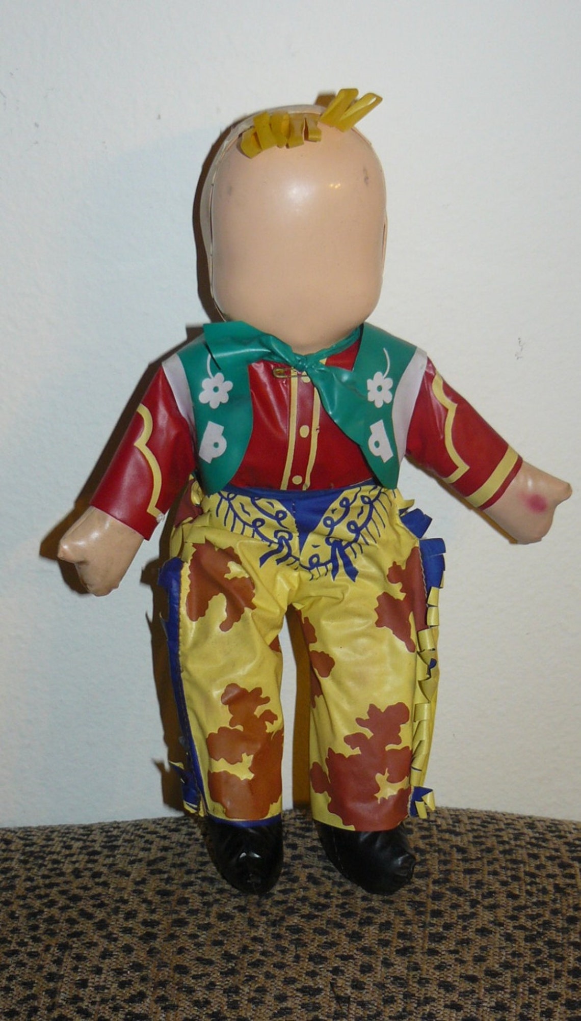 Rare VINTAGE COWBOY Doll Vinyl Draw Your Own Face 1950's - Etsy