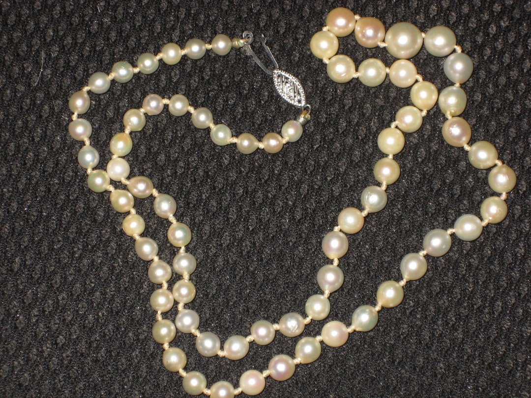 Fabulous 1950's CULTURED PEARLS Necklace 14kt Gold Clasp Retro ...