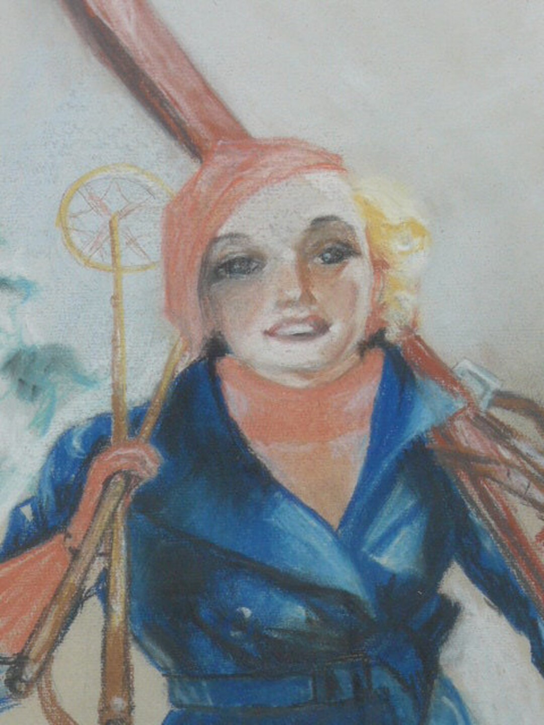 Original ILLUSTRATION ART Women Skier 1920's Painting Edward Gallagher ...