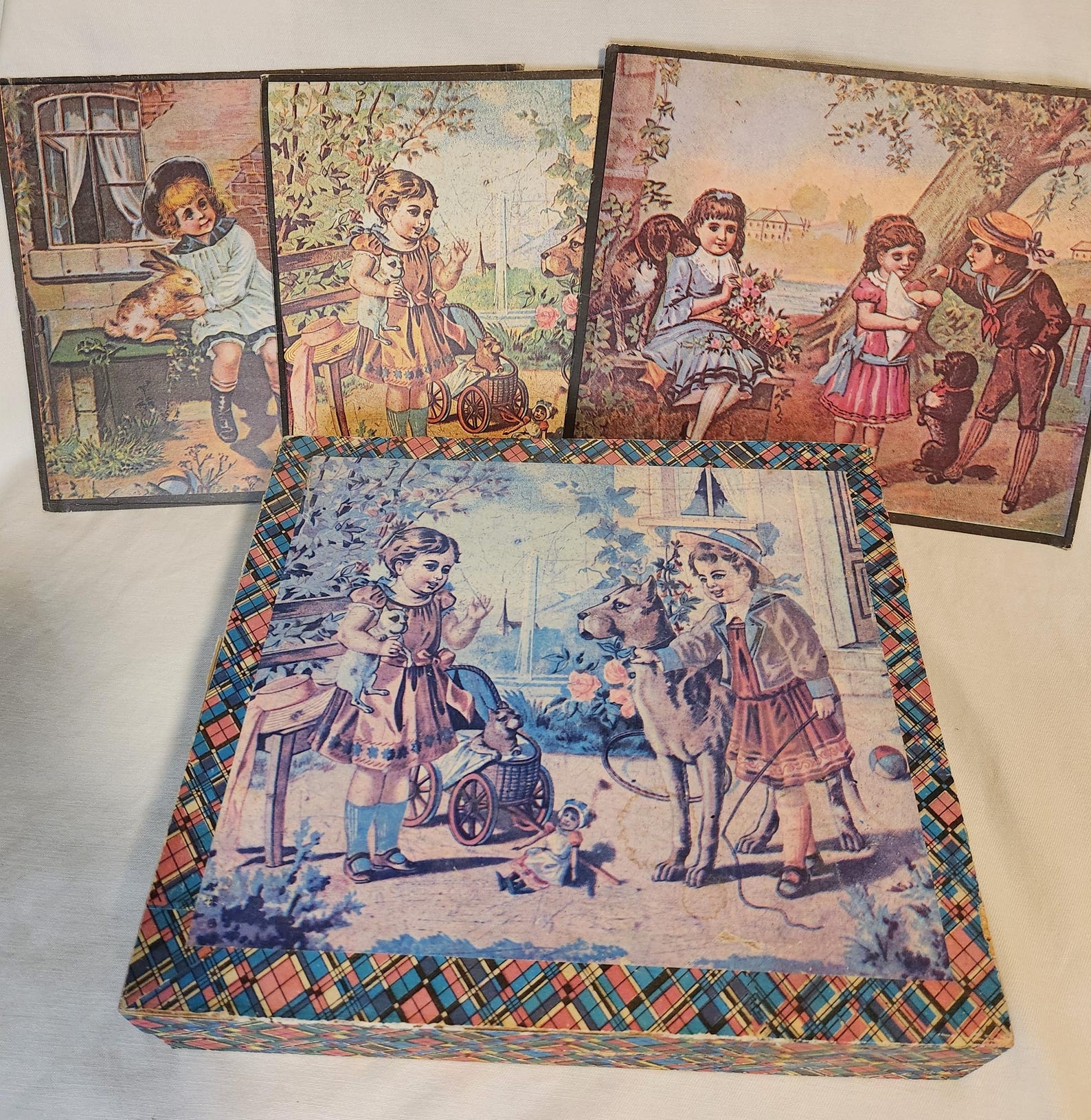 Antique Paper and Wooden Block Puzzle Box 6 Sided - Etsy