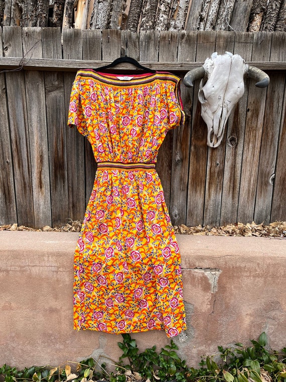 1960s Boho French Vintage Scarf of flowers and abstra… - Gem