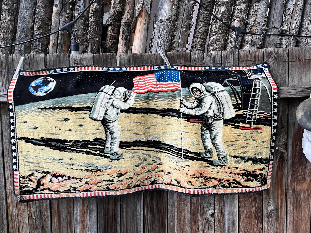 Vintage 1969 Apollo 11 Moon Landing Tapestry | NASA Space Memorabilia ...