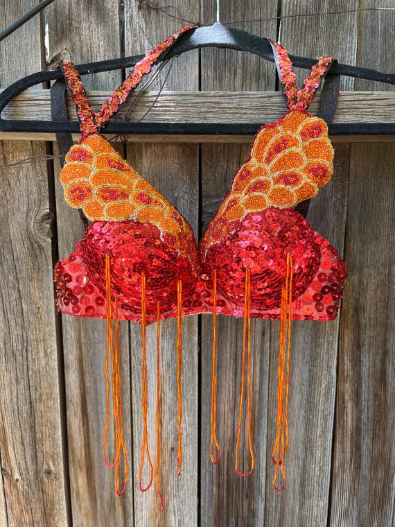 70s Vintage Fire Dancer Burlesque Belly Dancing Costu… - Gem