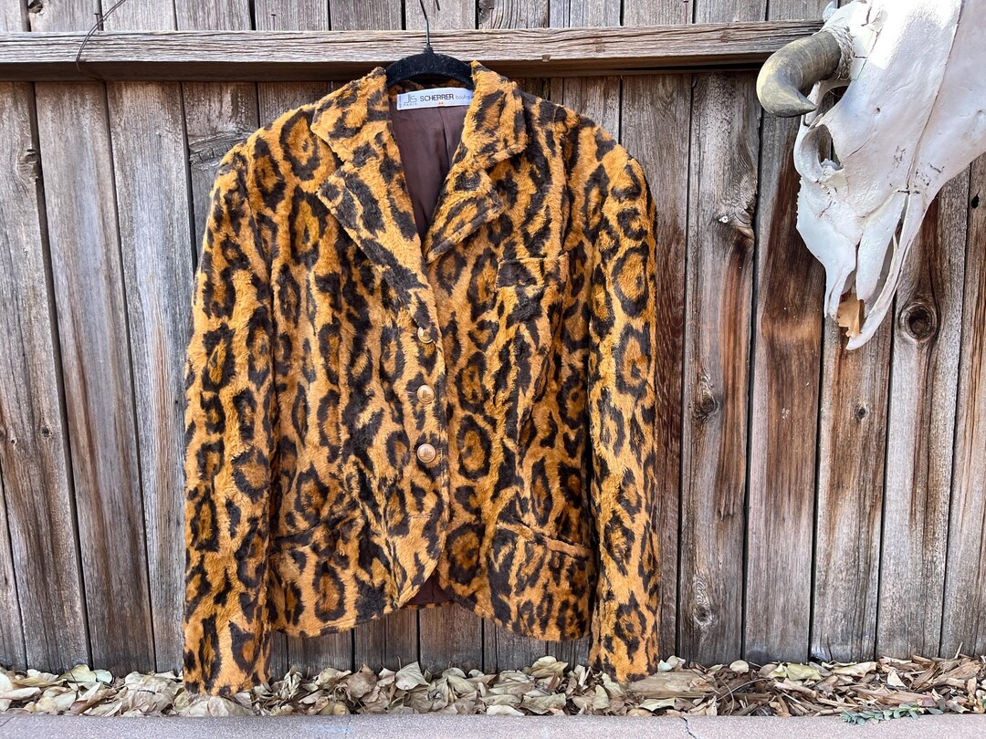 Vintage JLS Scherrer Paris Leopard Print Faux Fur Blazer – Couture ...