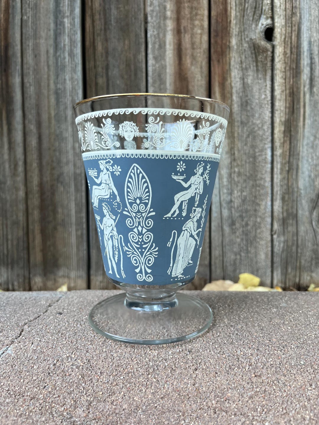 Rare 60s Corinthian Blue Glass Goblet Vase by Jeannette Glass Co ...