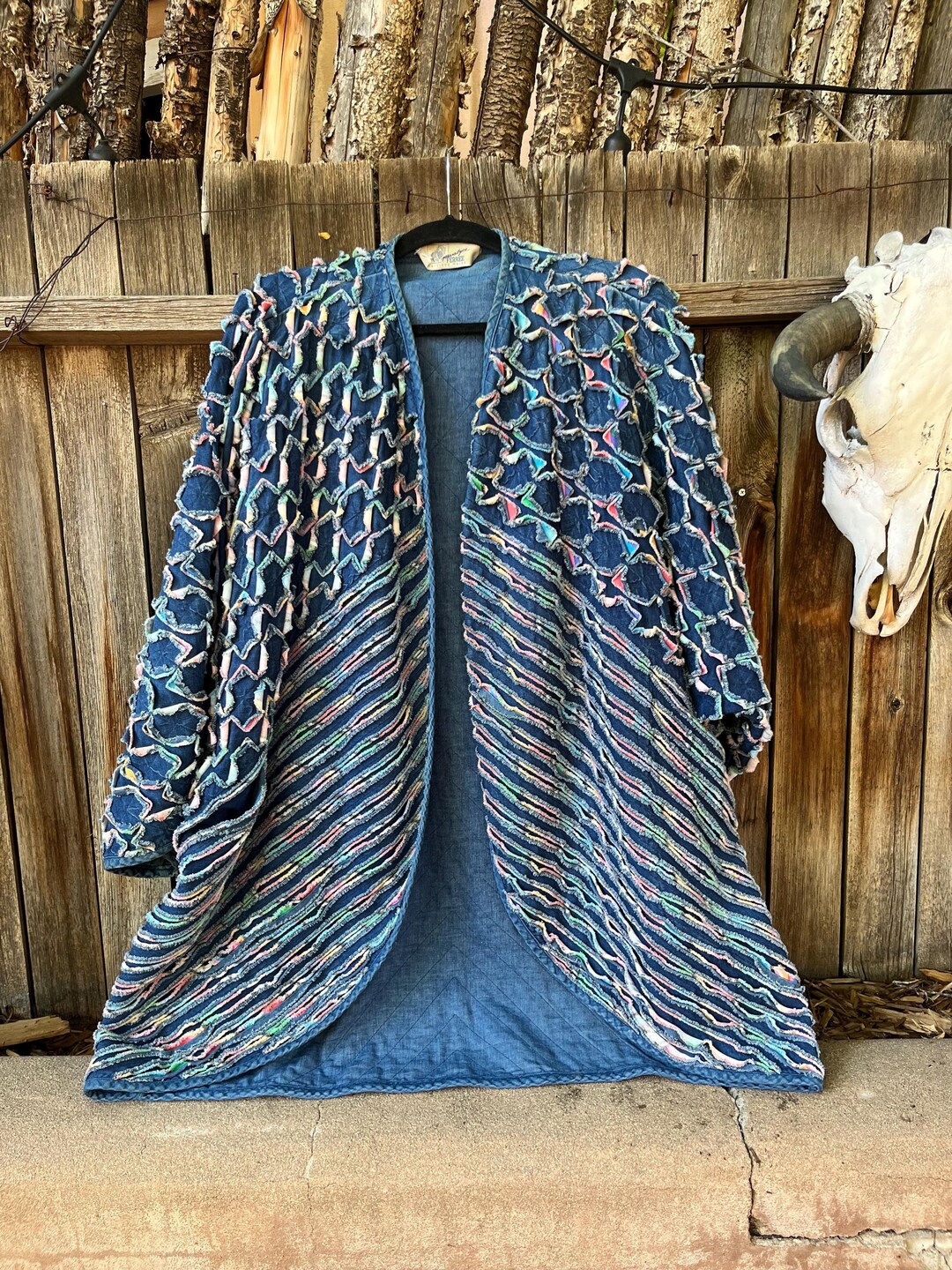 90s Vintage Denim Patchwork Oversized Coat by Maralyce Ferree | Rainbow ...