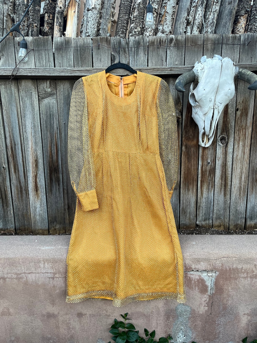 60s Vintage Gold Mesh Party Dress Mod Fishnet Cocktail Dress M/L - Etsy