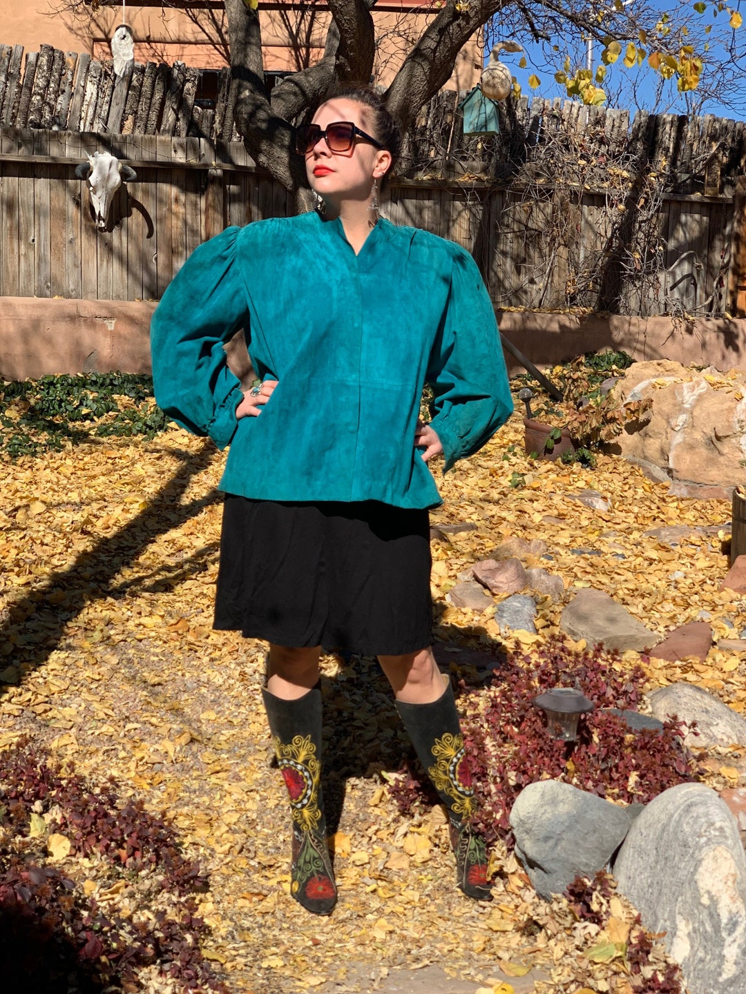 80s Vintage Valentino Turquoise Suede Jacket Made in Italy Size 44 L/XL ...