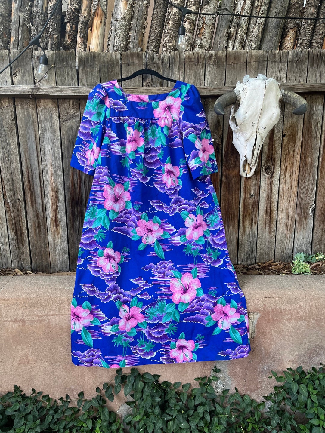 80s Vintage Hilo Hattie Hawaiian Muumuu Beach Coverup M L Made In