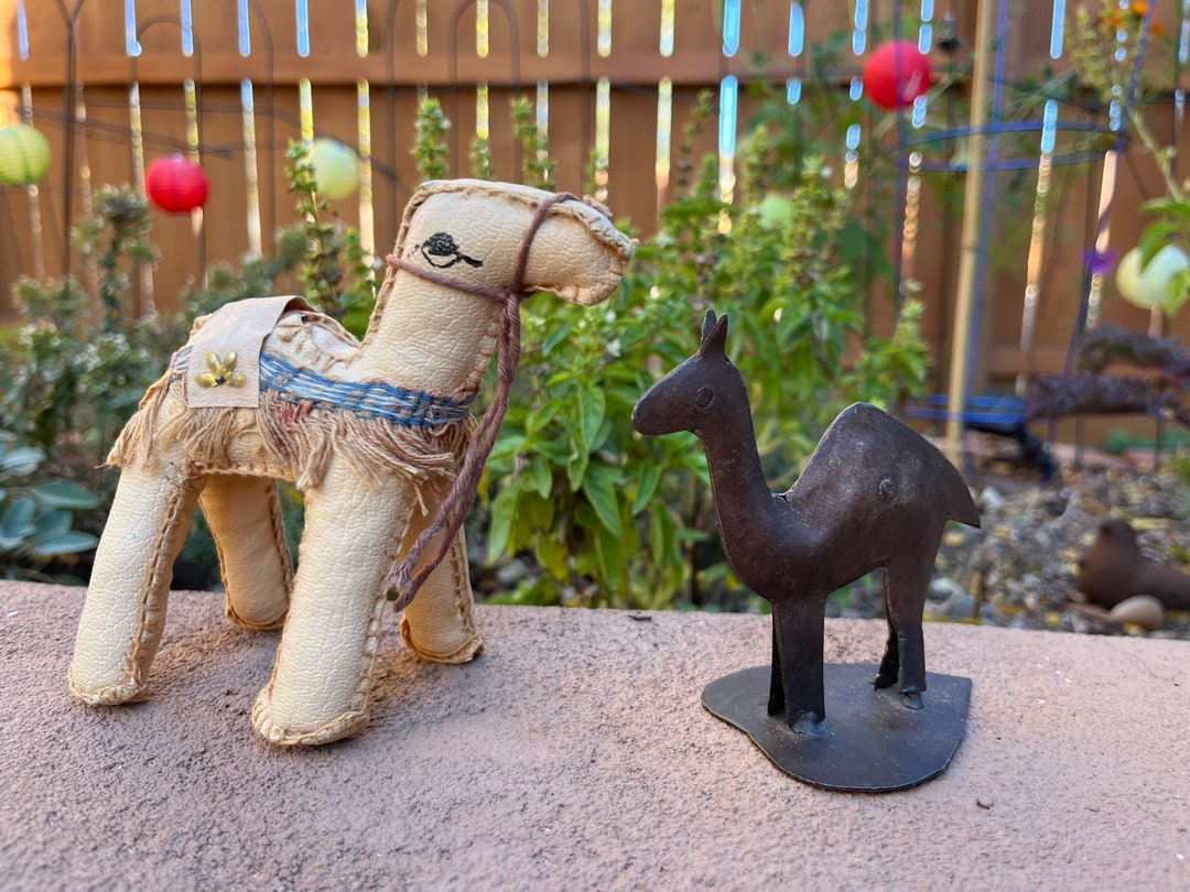 Vintage Souvenir Camel Figurines Metal and Leather Folk Art Pieces - Etsy