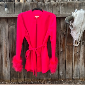 Vintage 60s Hot Pink Marabou Feather Jacket - Dressing Gown Robe by ...