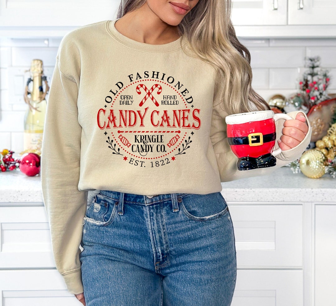 Old Fashioned Candy Cane Sweatshirt, Christmas Candy Cane Hoodie, North ...