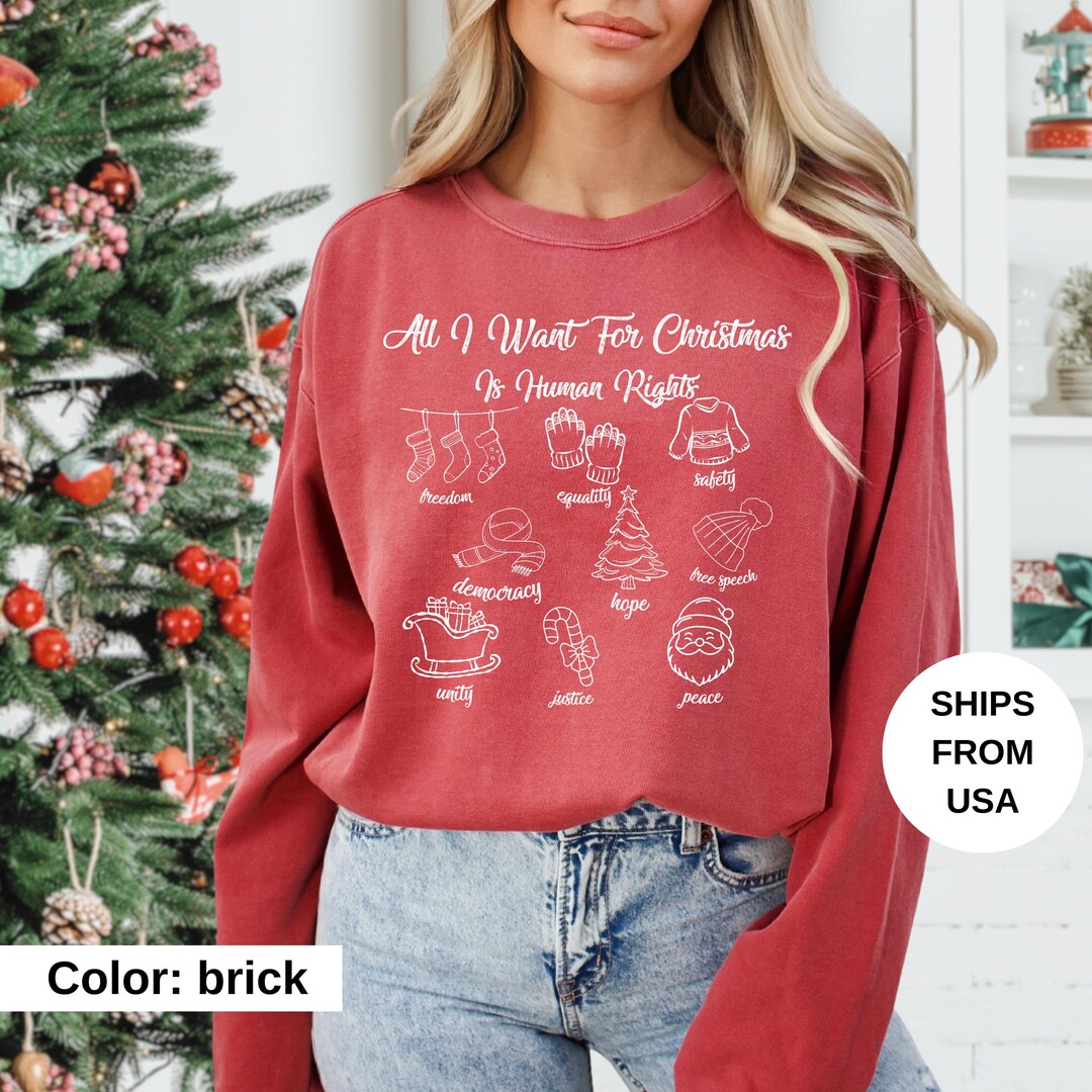 Political Christmas Sweatshirt, All I Want for Christmas is Human ...
