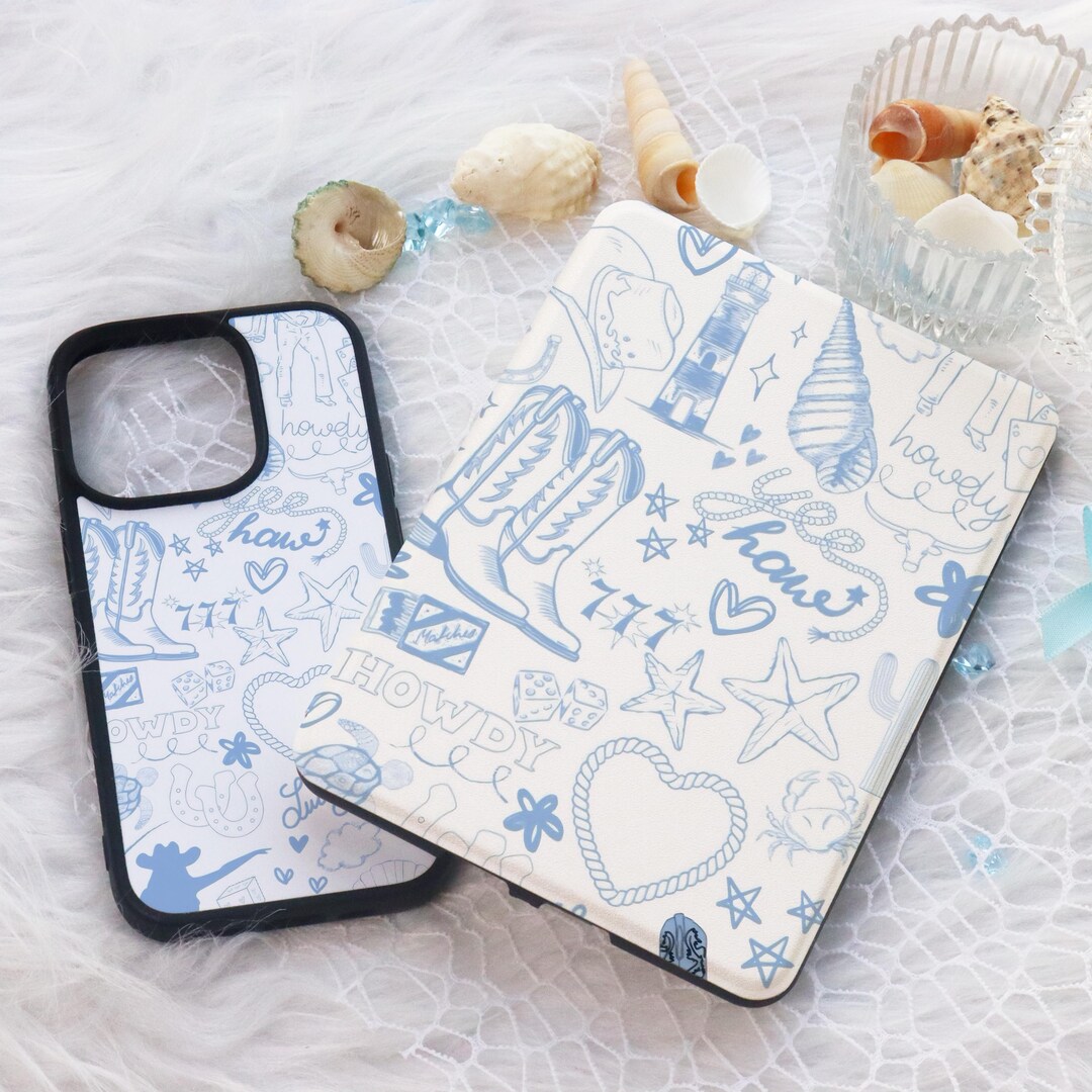 White and Blue Line Personalization All New Kindle 12th Gen 2024 Case ...