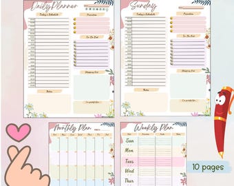 Printable Monthly and Weekly PDF Sheets for Goodnotes, Boho Style ...