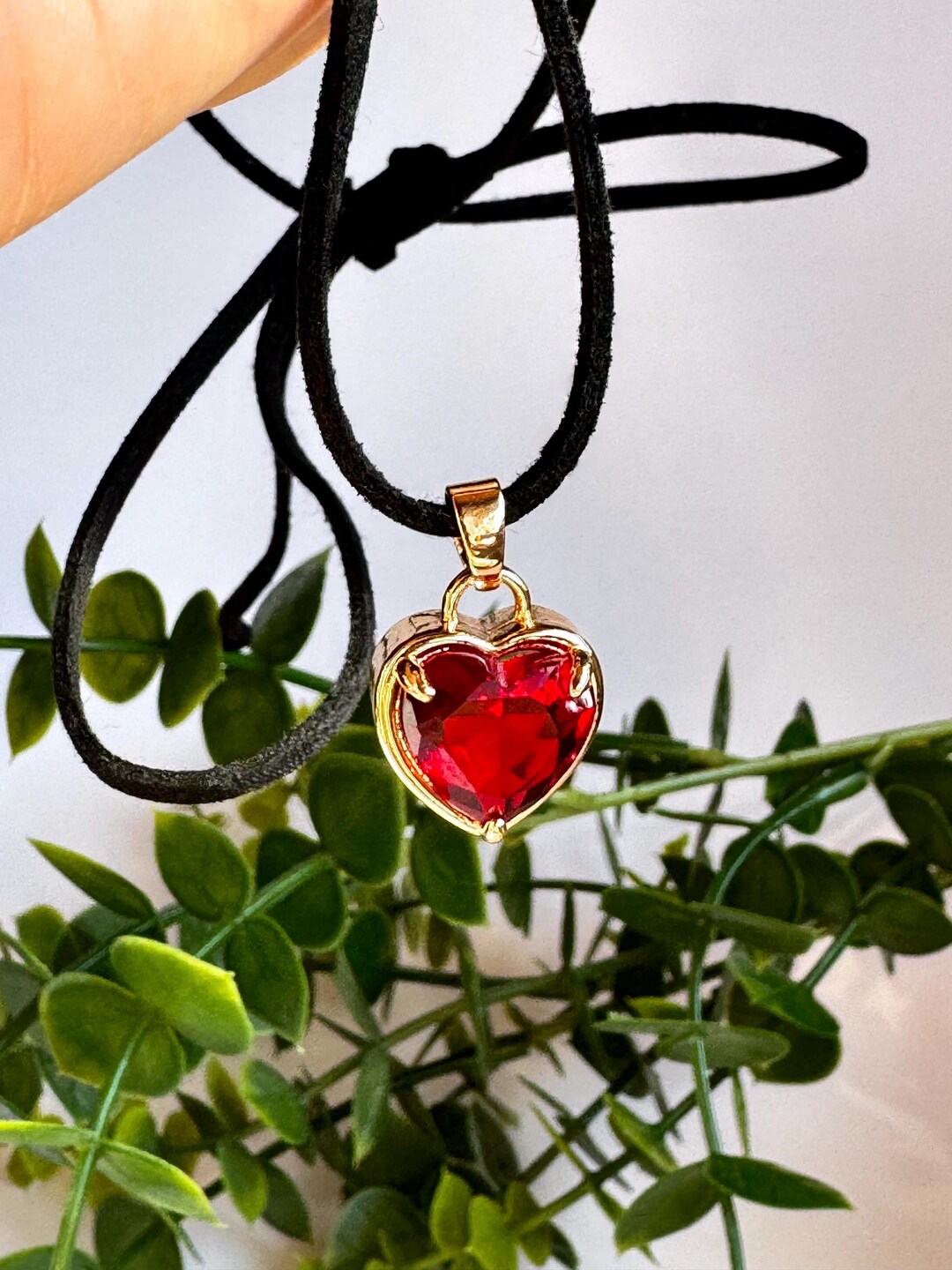 Transformer Necklace “heart Glow” – Black Suede Cord, Adjustable Length ...