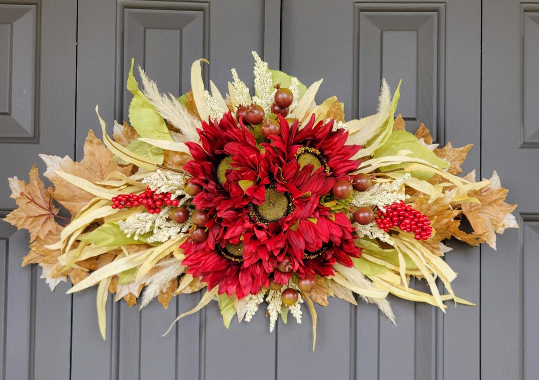 Ruby Red Sunflower & Maple Leaf Swag - Etsy
