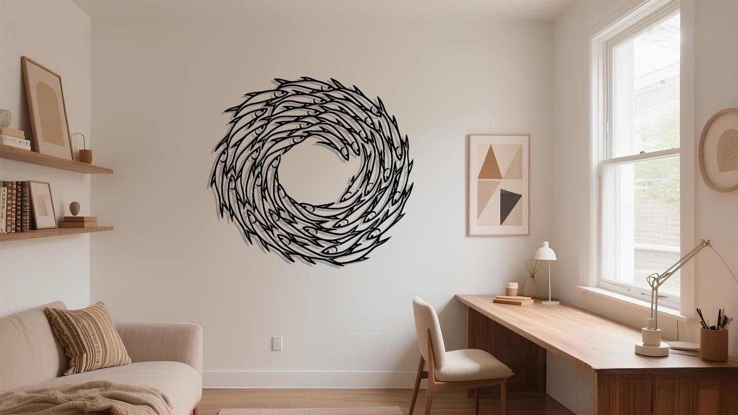 Metal Fish Vortex Wall Art | Modern Nautical Decor - Etsy