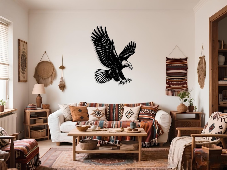 Flying Eagle Metal Art, Wildlife Inspired Decor, Large Bird Wall Accent ...