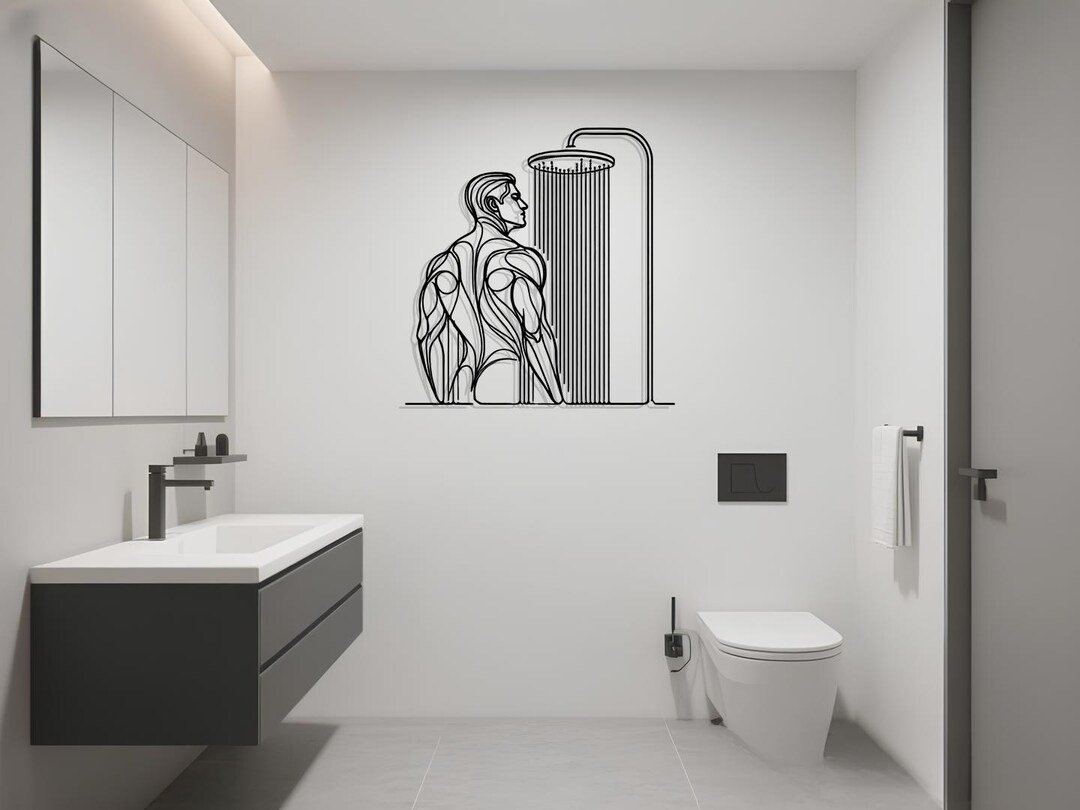 Metal Line Art Shower Sculpture – Modern Masculine Bathroom Decor - Etsy