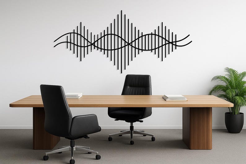 Sound Wave Metal Wall Art – Modern Abstract Line Art Sculpture ...