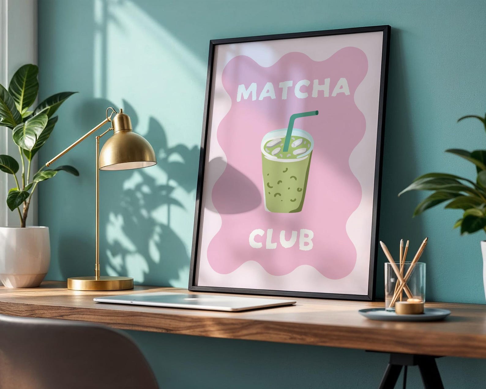 Cute Matcha Club Print, Matcha Wall Art, Trendy Matcha Poster, Pink ...