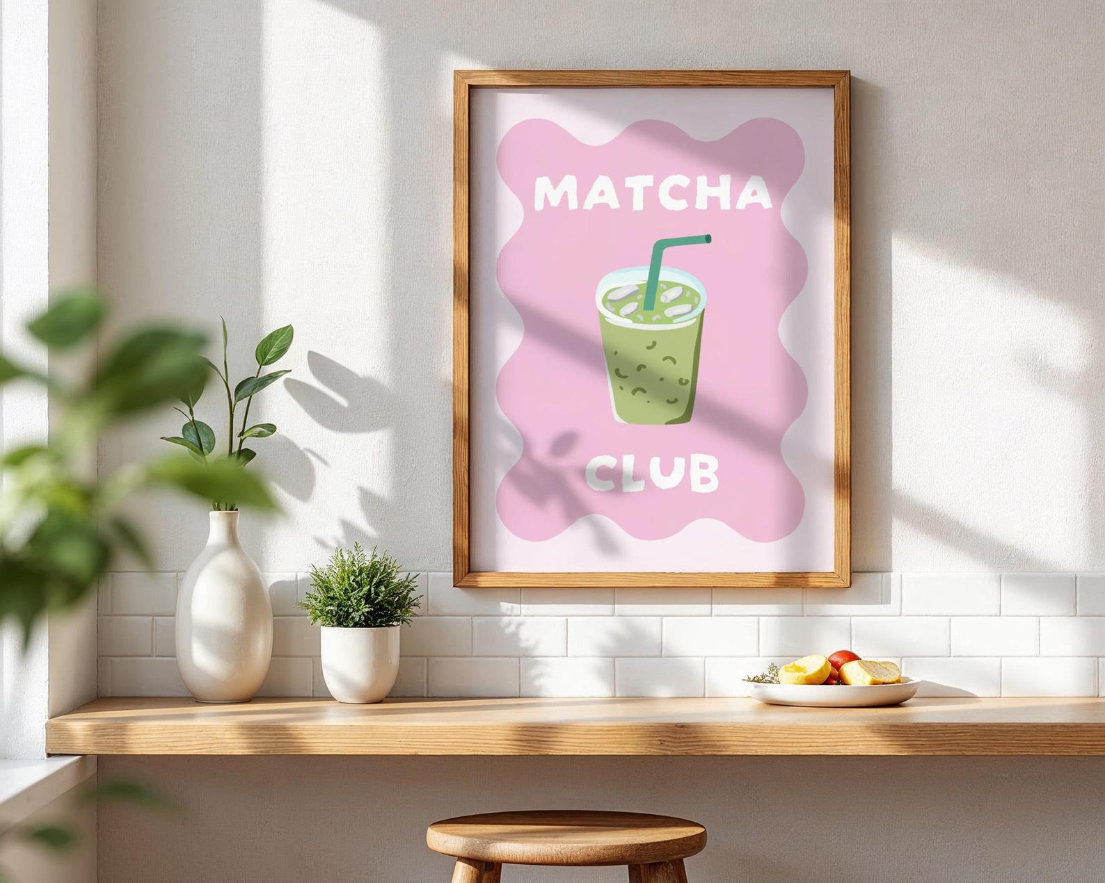 Cute Matcha Club Print, Matcha Wall Art, Trendy Matcha Poster, Pink ...