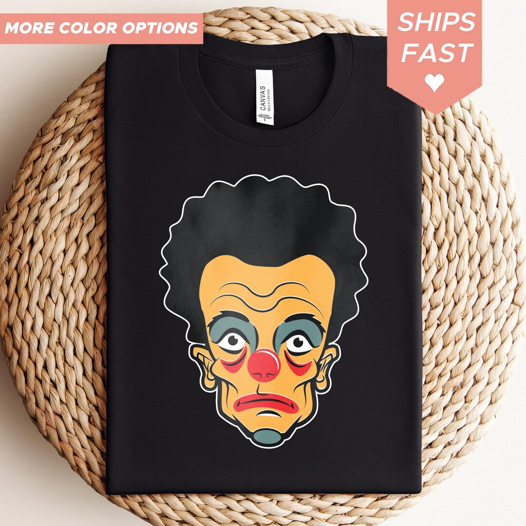 Creepy Clown Face T Shirt Scary Clown Graphic Tee Horror Clown Shirt Halloween Creepy Costume