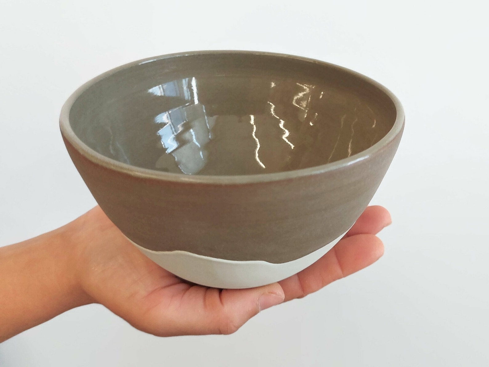 Stoneware Bowl With Teal Drips , Ceramic Bowl , Handmade Ceramic Bowl ...