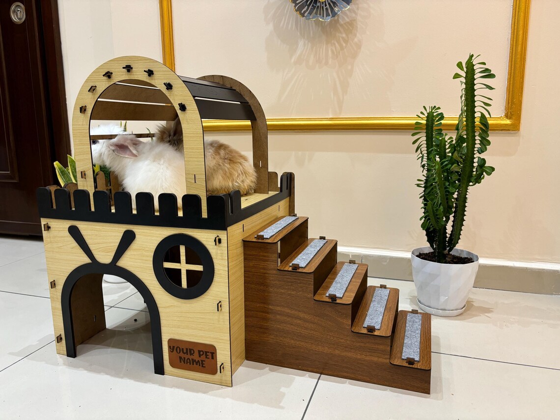 Wooden Rabbit Hideout Castle, Rabbit Houses and Hideouts, Wooden Rabbit ...