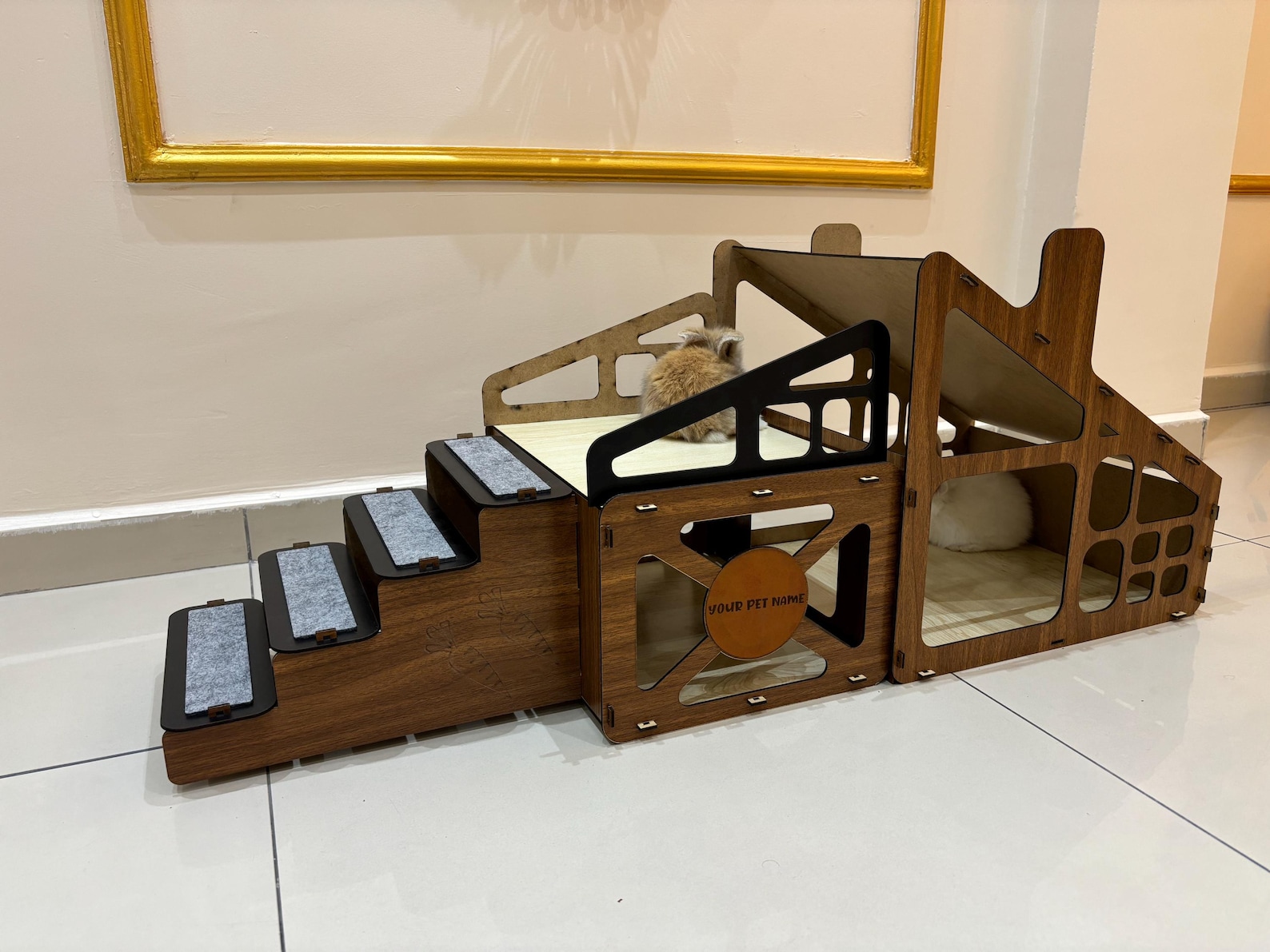Modern Large Wooden Rabbit Furniture, Guinea Pig Playground, Two Storey ...