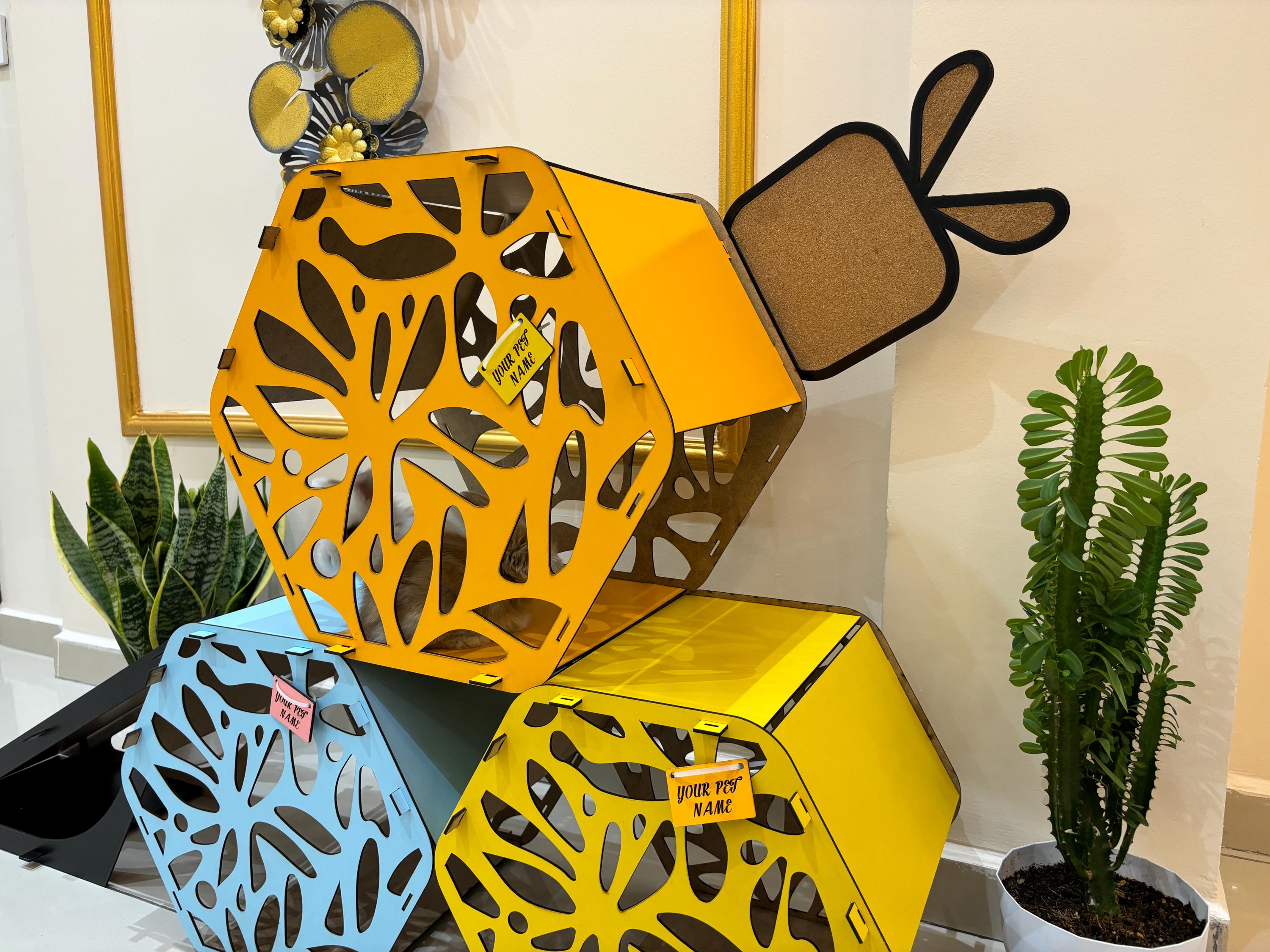 Hexagon Colorful Wooden Rabbit House, Guinea Pig House, Customizable ...